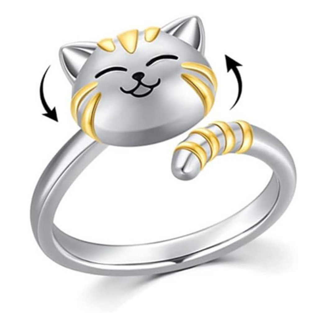 Cat Spinner Fidget Ring Silver – My Sensory Space